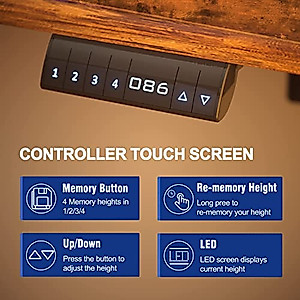 Monomi Electric Height Adjustable Standing Desk, 48x24 Inches, Ergonomic Home Office Sit/ Stand Up Desk (Black Steel Frame/Rustic Brown Top)