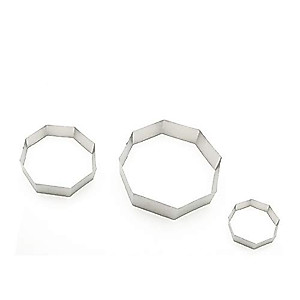 FunWhale 3 Tier Octagon Multilayer Anniversary Birthday Cake Baking Pans,Stainless Steel 3 Sizes Rings Octagon Molding Mousse Cake Rings(Octagon-shapes,Set of 3)