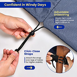 Tangkula Patio Table Set Cover, Outdoor Furniture Cover w/ Padded Handle & Click-Close Straps, Patio Furniture Cover with Air Vent, Heavy Duty PU Table & Chair Cover, 90”W x 50”D x 32”H