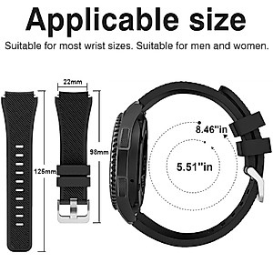 Compatible for Samsung Galaxy Watch 3 45mm Band - Gear S3 Frontier & Classic Bands/ Galaxy Watch 46mm bands, 22mm Soft Silicone Replacement Black Bands Sports Straps Breathable Men and Women