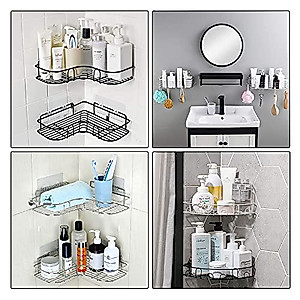 8 Pack Shower Caddy Adhesive Hooks Replacement, Strong sticker Hooks for Bathroom Shower Caddy Corner Shelf basket Soap Dish hanging Hooks, No Drilling Shower Kitchen Accessories (Double Hook)