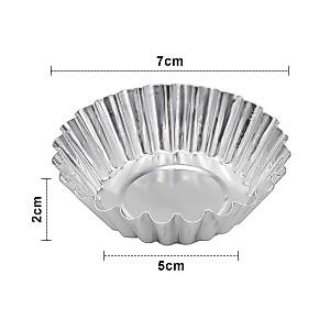 HQdeal 30 Packs Egg Tart Molds, Mini Aluminum Cake Muffin Moulds Tins Pans, Non-Stick Cupcake Cake Moulds, Pudding Moulds, Baking Cookie Moulds, Kitchen Resuable Baking Tools(Silver)