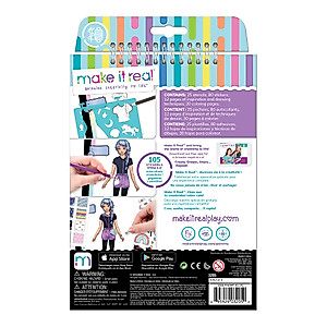 Make It Real Fashion Design Sketchbook for Girls - Pastel Pop Kit with 105 Stickers, Stencils, Design Guide - Pastel & Rainbow-Themed Fashion, Creative Gift Kids Ages 6+, Develops Real-World Skills