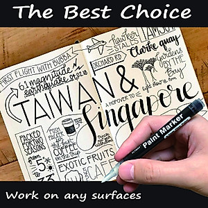 FLYMAX Black Paint Pen, 6 Pack 0.7mm Acrylic Black Permanent Marker for Glass Ceramic Rock Leather Plastic Stone Metal Canvas Enamel Waterproof Writing Extra Fine Point