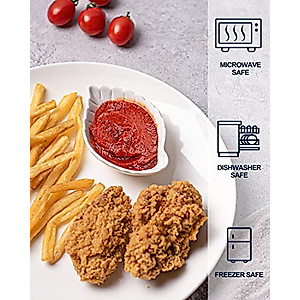 Dizada 6 Pack Ceramic Dip Bowls Leaf Shape,White Porcelain Dipping Soy Sauce Dish Condiments Small bowls Perfect for BBQ sauce,Tomato Sauce,honey mustard and soy sauce (B)