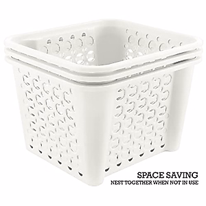 Organize Your Home Medium Stackable White Storage Containers with Open Tops, 3 Pack, Great Organizing Bins for Pantry, Closet, Bedroom, and all Storage, 13.2” x 12” x 8.5”