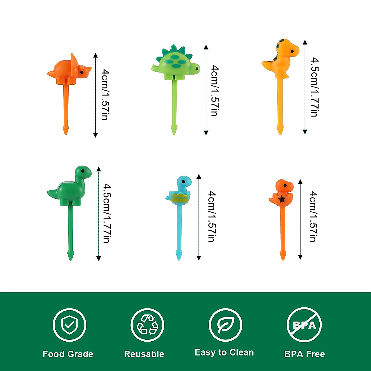 18 Pcs Dinosaur Food Picks for Kids, Cartoon Dessert Fruit Forks Toddlers Lunch Bento Box Decor Cute Mini Animal Toothpick Accessories for Sandwich, Cake, Pastry, Children, Adult, Home Party