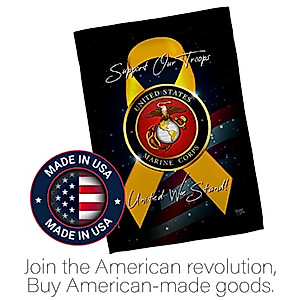 Support Marine Corps Garden Flag Home Decor Armed Forces USMC Gift Semper Fi United State American Military Veteran Retire Official Small Banner Yard House Decoration Remembrance Memorabilia Made In USA