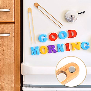 Magnetic Bamboo Toaster Tongs: 100% Natural 8.7” Wood Kitchen Toast Tongs| Eco-Friendly, Space Saving Modern Kitchen Accessory for Home Restaurant | Set of 2