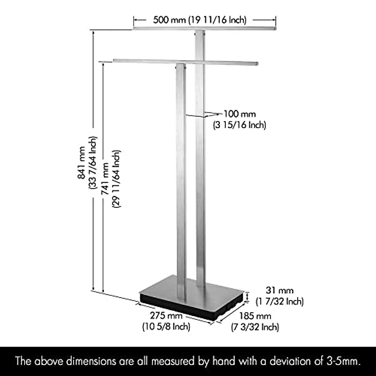 KES Towel Rack Bathroom Hand Towel Holder 2-Tier, Towel Rack for Bathroom Floor, SUS304 Stainless Steel Brushed Finish, BTH221-2