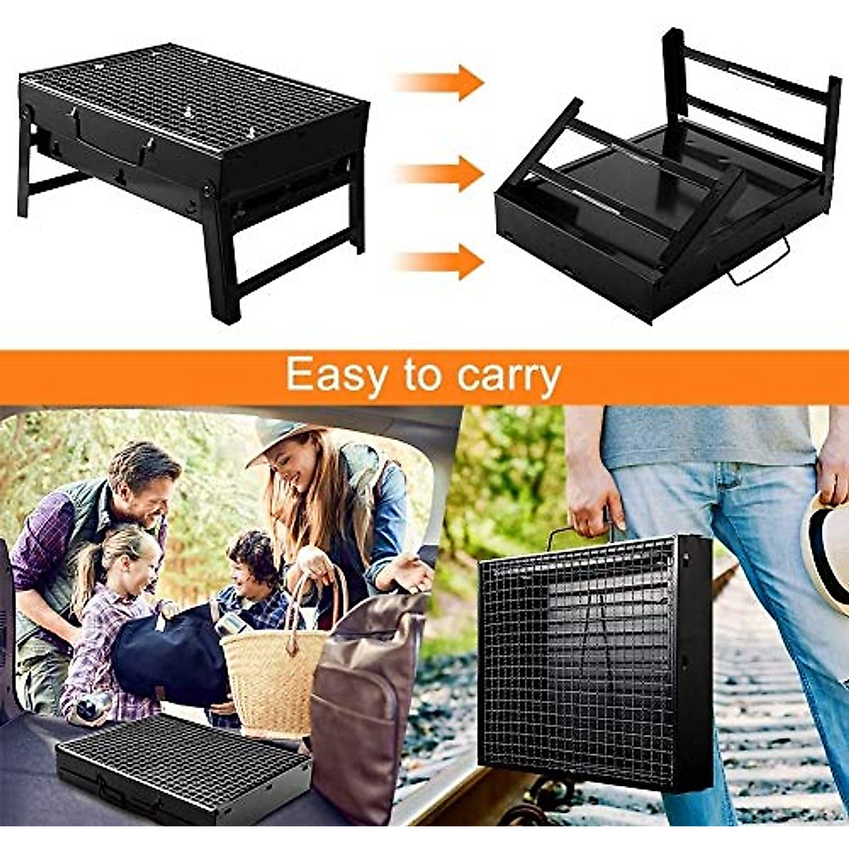 JINDAO-URG Barbecue Grill, Folding Portable Charcoal Barbecue Table, Barbecue Brush, Camping Grill Stove, Camp Stove, Garden Outdoor Cooking Fun, Barbecue Tools Set 3-5 People URG