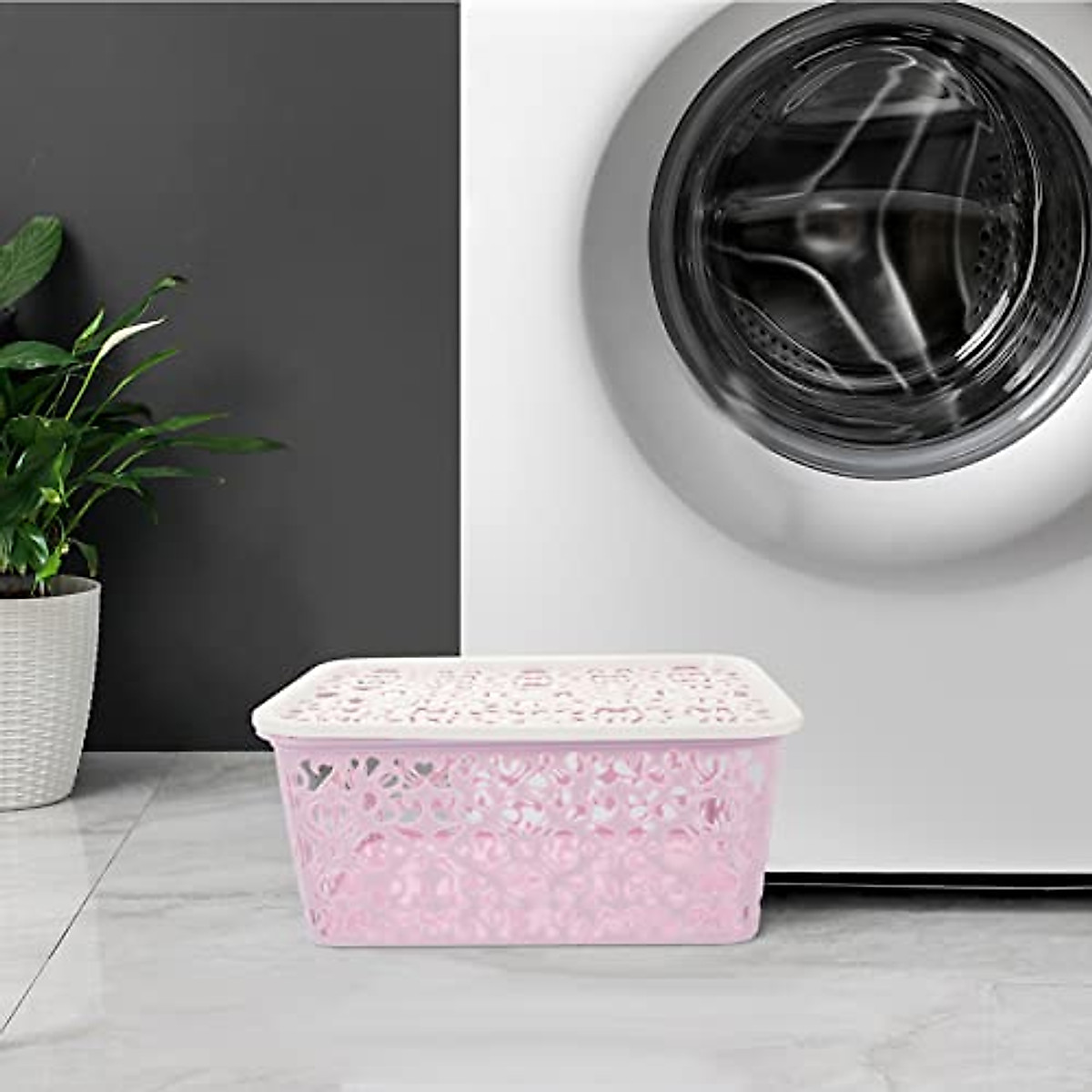 ABOOFAN Cube Storage Box plastic storage basket with lid baskets with lids storage baskets with lid plastic storage bins with lids hollow out basket clothing drawer Popcorn Bowl