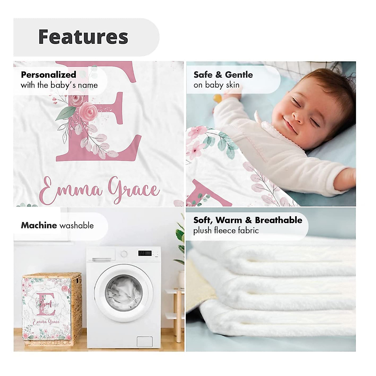 Jump Up Personalized Baby Monogram Blanket,Pink Baby Blanket Monogram,Monogram Blanket Baby,Monogram Blankets,Monogrammed Baby Blanket,Baby Blanket Name,Floral Baby Blanket