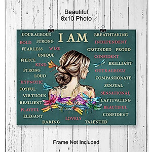 Positive Affirmations Boho-chic Wall Art & Decor - I Am Bohemian Motivational Wall Decor - Inspirational Quotes Sayings - Encouragement Gifts for Women - Encouraging Wall Decor - UNFRAMED Picture