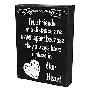 JennyGems Friend Gifts, Friends At a Distance Are Never Apart Wooden Sign, Going Away Gifts for Friends, Wall Hanging and Shelf Decor, Made in USA