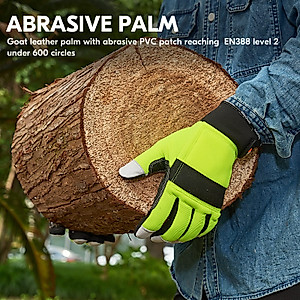 Vgo... 1Pair Chainsaw Gloves, 12-Layer Chainsaw Protection on Left Hand Back, Safety leather Work Gloves, Mechanic Gloves (S,Green, GA8912)