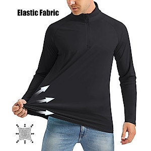 Sun Shirts for Men UV Protection UPF 50+ Rash Guard Shirt Long Sleeve Running Shirts for Men Fishing Shirts for Men Summer Shirts Black