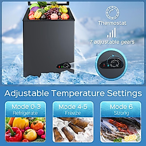 Anypro Chest Freezer 6.0 Cu.Ft Small Deep Freezer with 2 Removable Baskets, 7 Adjustable Temperatures, FreeStanding Top Door Compact Mini Freezer for Garage Dorm Apartment RV Kitchen Business, Black