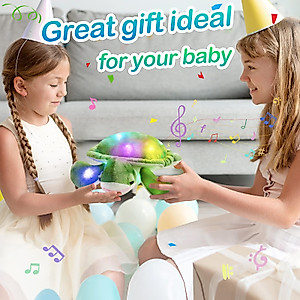 Glow Guards 14'' Light up Musical Sea Turtle Stuffed Animal Ocean Life Soft Plush Toy Pillow with Lullabies LED Night Lights Singing Children's Day Birthday Gifts for Toddler Kids