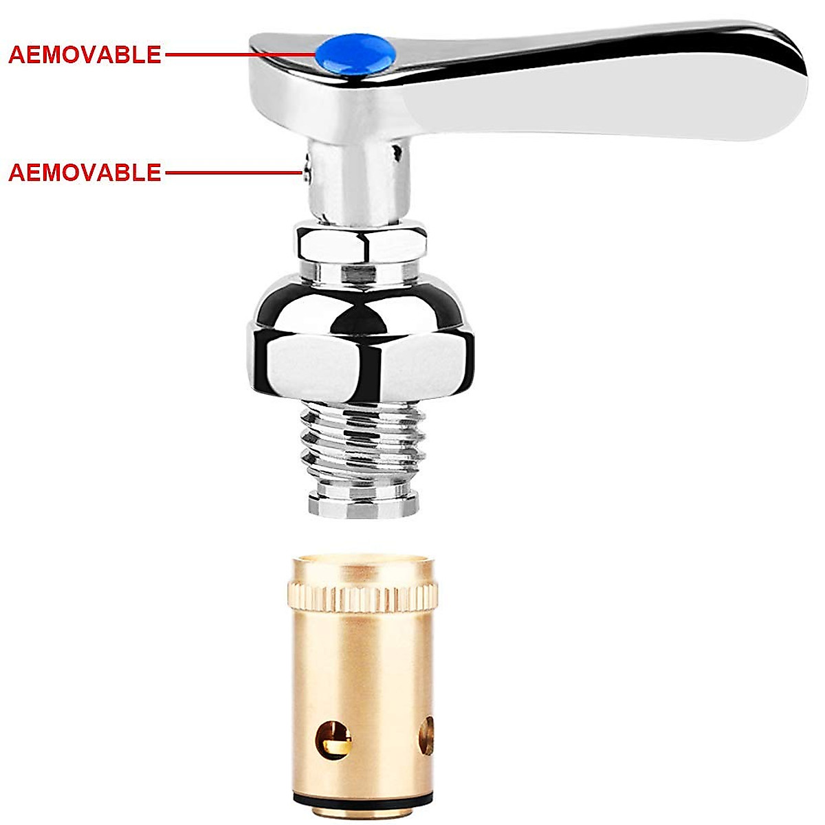 Brass Spindle Assembly for Eterna Valve Spool Replacement Cold Side Handle Stem Assembly Replacement Fits Most Commercial Faucet