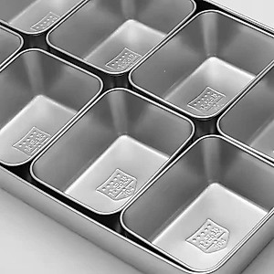 Xarra - Japanese Mini Container, Stainless Steel Yakumi Mise En Place Box, Multi Compartment Set For Food, Herbs, Seasoning and Spices (8 Compartment)
