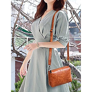 GJGJTER Synthetic PU Leather Tote for Women Simple One-shoulder Portable Messenger Crossbody Hobo Bags 3-piece Set-Brown