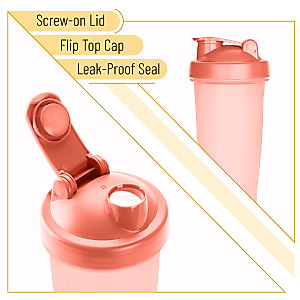 Mr. Pen- Shaker Bottles for Protein Mixes with Twist Cap, 28 oz, Coral Pink Protein Shaker Bottle with Wire Whisk Ball, Shaker Cup, Mixer Bottle, Protein Shake Bottles, Protein Shake Bottle