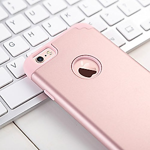 ULAK iPhone 6 Plus Case, iPhone 6S Plus Case, Slim Dual Layer Soft Silicone and Hard Back Cover Anti Scratches Bumper Protective Case for Apple iPhone 6 Plus / 6S Plus 5.5 inch - Rose Gold