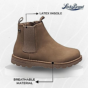 Lucky Brand Chelsea Boots for Girls - Outdoor Side Zipper Comfortable Girls Ankle Boots - Stylish Little Girl Boots with Anti-Slip Outsole in Taupe Size 2 Little Kid