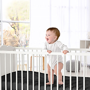 Sweet Jojo Designs Black Boy or Girl Fitted Crib Sheet Baby or Toddler Bed Nursery - Solid Color for Mod Dino Modern Dinosaur Boho Dinosaurs Gender Neutral