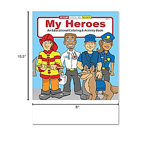 ZOCO - My Heroes - Police, Fire, EMTs - Kids Coloring Books (25 Bulk Pack, Without Crayons) - Community Relations & Promotional Handout - Games, Puzzles, Activities for Children