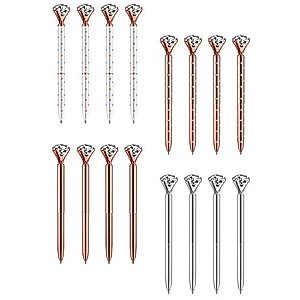 EUICAE Diamond Pens Pack of 16 Cute Ballpoint Pens Diamond Pen Office Supplies Décor Gifts for Women Bridesmaid Coworkers Cool Fun Fancy Novelty Crystal MetalPolka Dots Black Ink (4 Colors)