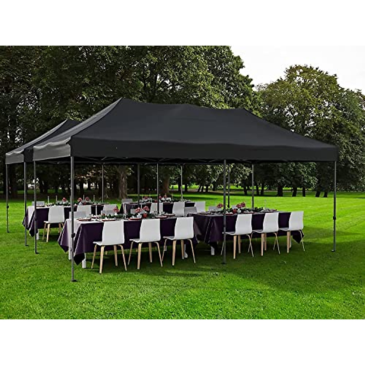 JOINATRE S-69 10'x20' Heavy Duty Pop Up Canopy Tent, Commercial Instant Canopy with Sidewalls, Outdoor Canopy Tent with 4 Sand Bags & Roller Bag, Waterproof Tent for Patio, Backyard, Garden, Black
