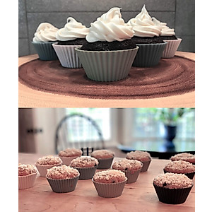 TeaRoo Silicone Baking Cups, Reusable Cupcake Muffin Liners Non-Stick Cup Cake Molds Tip Cup, Pack of 12 Standard Size Cupcake Holder