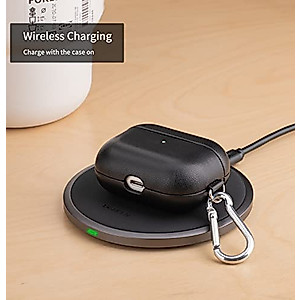 Leather Case Compatible with AirPods 3rd Generation, Lopie Handmade Sheep Leather Case with Keychain for New AirPods 3, Portable Protective Case/Cover with Loss Prevention Clip for Man/Woman - Black