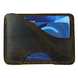Hide & Drink, Leather Double Sided Card Holder, Holds up to 6 Cards, Slim Wallet, Front Pocket Accessories, Handmade Includes 101 Year Warranty :: Bourbon Brown
