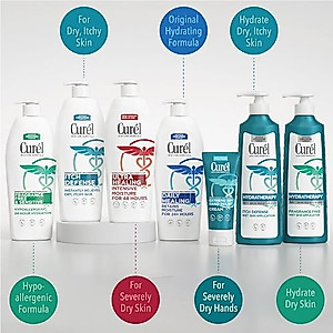 Curel Hydra Therapy In Shower Lotion, Itch Defense Body Moisturizer with Advanced Ceramide Complex, Vitamin E, & Oatmeal Extract, 12 Oz, Pack of 2