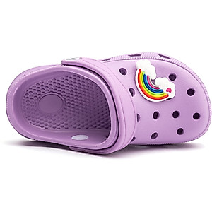 WOUEOI Kid's Girls Boys Clogs Garden Shoes Cartoon Slides Sandals Beach Slipper Children(D-Light Purple,3 Infant)