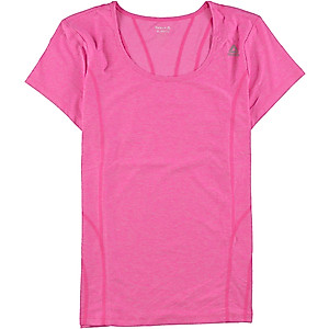 Reebok Womens Fitted Marled Basic T-Shirt, Pink, Medium
