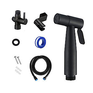 Handheld Bidet Sprayer for Toilet, Full Pressure & Stainless Steel & Leakproof Handheld Bidet Toilet Sprayer Set with Hose, Easy Install, Great Water Pressure for Bathing Pets, Personal Hygiene(Black)