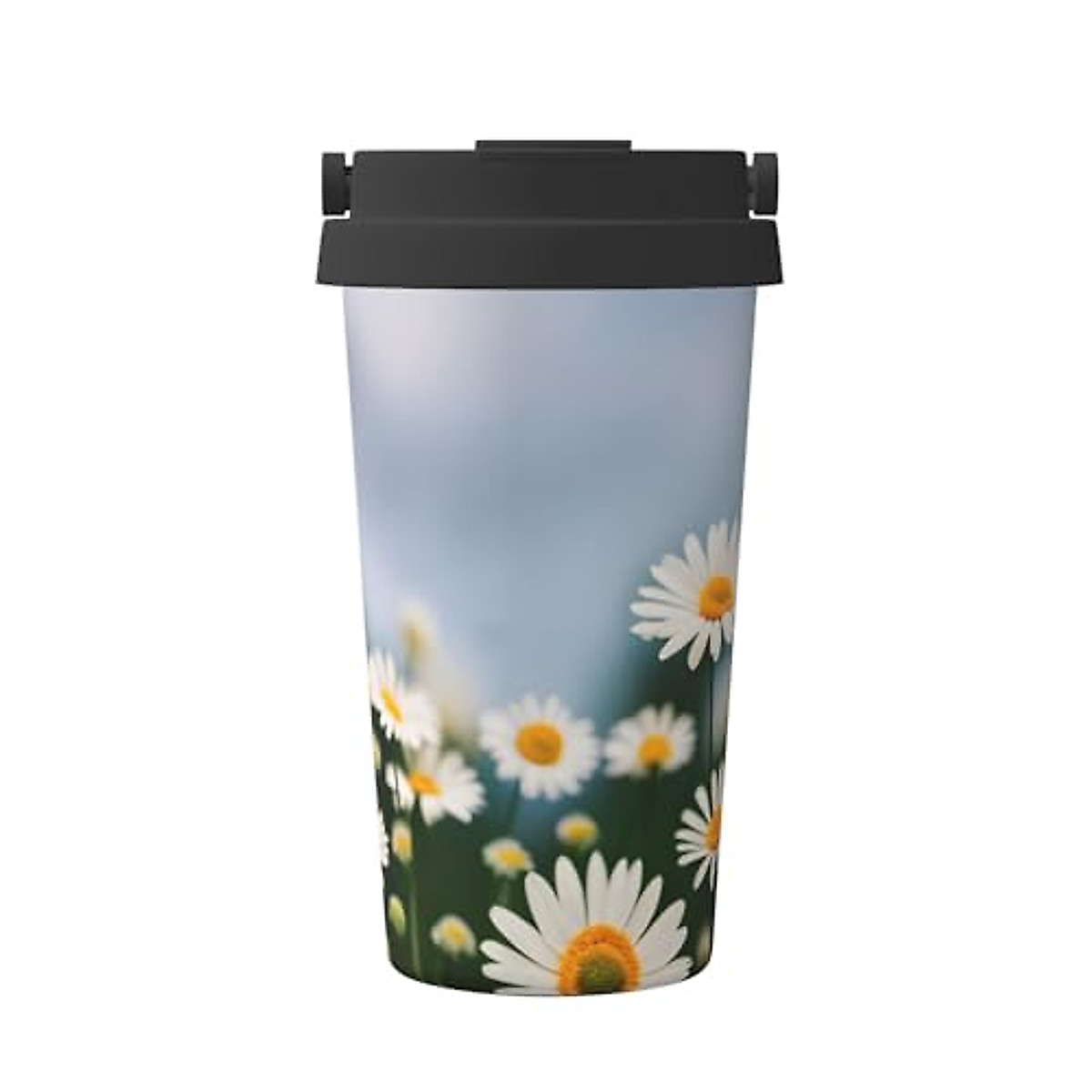WANGXUEE Daisy Flowers Print 500ml Stainless Steel Travel Tumbler Double Wall Vacuum Insulated Coffee Mug