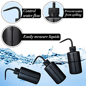 9 Pcs 250 ml Tattoo Wash Bottle Water Squirt Bottle Lab Squeeze Bottles Lash Water Bottle with Narrow Mouth Scale Labels Safety Rinse Bottle for Eyelash Extensions, Succulent Watering (Black)