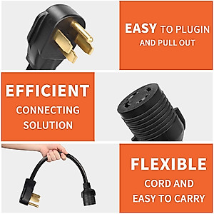 Generator Transfer Switch Adapter Cord YACSEJAO 50 Amp to 30 Amp 4-Prongs Locking Cord NEMA 14-50P to L14-30R STW 10 Gauge Heavy Duty Generator Power Cord