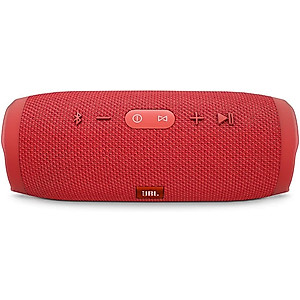 JBL Charge 3 Waterproof Portable Bluetooth Speaker, includes Microfiber Cleaning Cloth - Red