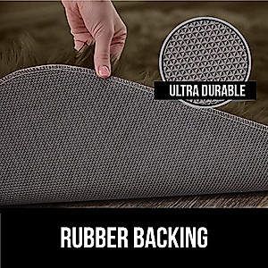 Gorilla Grip Faux Fur Rectangle Area Rug and Faux Fur Sheepskin Area Rug, Both in Brown Color, Both in Size 5x7, 2 Item Bundle