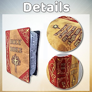 Yickoon Holy Bible Plush Pillow That Opens Bible Verse Pillow Book Plush Toys for Kids Adults Christian