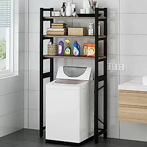 curfair 3 Tier Over The Toilet Storage, Laundry Room Over Toilet/Dryer/Washer Shelf, Toilet Stand Dryer/Washing Machine Rack, Bathroom Space Saver Over Toilet Organizer Rack Black
