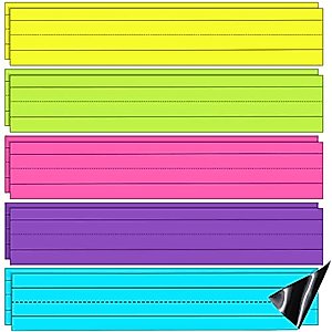 10 Pack Magnetic Sentence Strips, Sentence Strips with Magnets, 12 x 3 in, Magnetic Dry Erase Sentence Strips, Lined Magnetic Strips, Reusable Classroom Learning Tool for Learning (Bright Color)