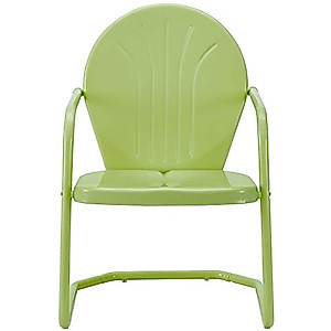 Crosley Furniture KOD10010KL Griffith Retro Metal Outdoor 5-Piece Dining Set with 39" Table and 4 Chairs, White and Key Lime