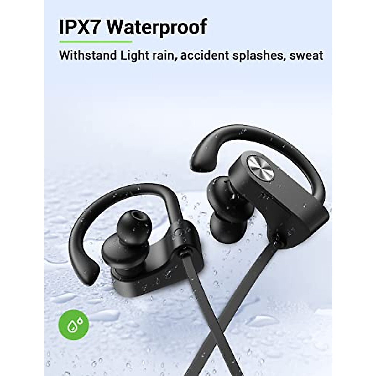 Stiive Bluetooth Headphones, 5.3 Wireless Sports Earbuds IPX7 Waterproof with Mic, Stereo Sweatproof in-Ear Earphones, Noise Cancelling Headsets for Gym Running Workout, 16 Hours Playtime - BlackGrey